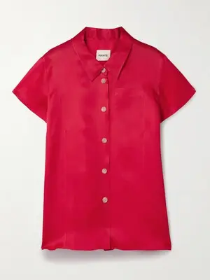 Khaite Keefe Silk-organza Shirt - Red