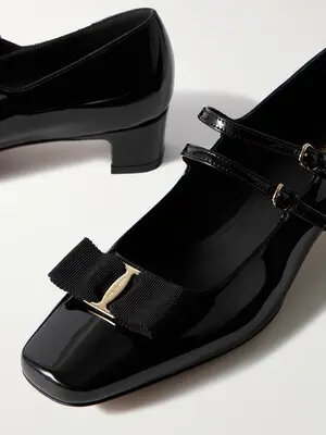 FERRAGAMO Vara Patent-leather Mary Jane Pumps - Black