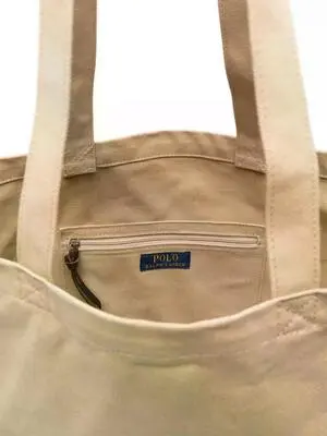 Polo Ralph Lauren Embroidered-logo Canvas Tote Bag - Neutrals