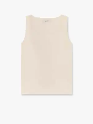 Max Mara Sleeveless Viscose Top With Embossed Logo - White