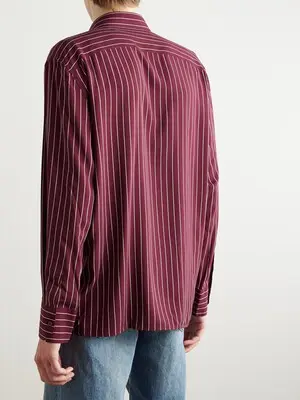 Saint Laurent Pinstriped Crepe Shirt - Red