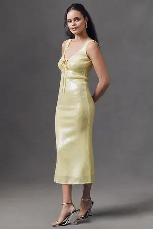 Bardot Isha Sequin Midi Dress - Lt Yellow