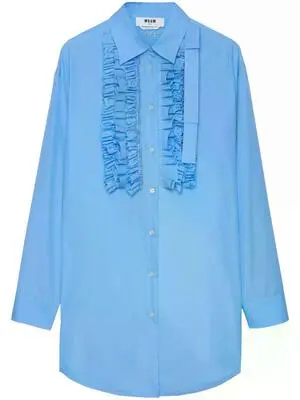 MSGM Ruffled Poplin Mini Dress - Blue