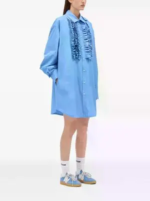 MSGM Ruffled Poplin Mini Dress - Blue