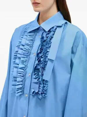 MSGM Ruffled Poplin Mini Dress - Blue