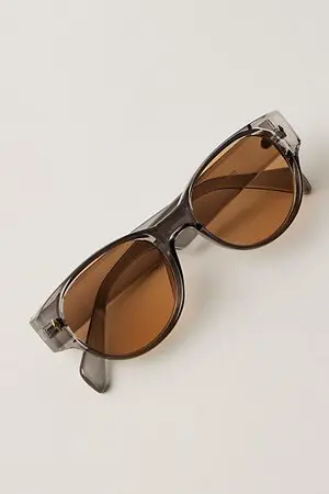 Free People Naya Round Sunglasses - Chambray With Peach Lens