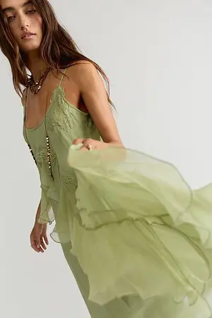 NIGEL PRESTON Chiffon Maxi Dress With Ruffled Detailing - Tendrill