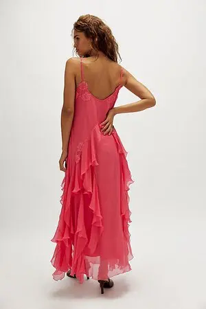 NIGEL PRESTON Floating Angel Chiffon Maxi Dress - Winterberry