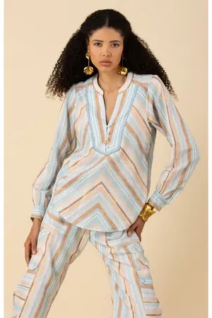 Hale Bob Karla Linen Top - Blue