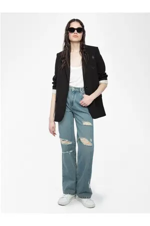 Zadig&Voltaire Elio Distressed Straight Leg Jeans