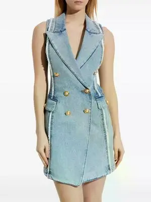 Balmain Tailored Denim Vest Dress