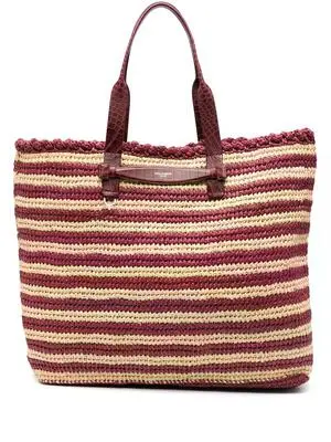 Dolce & Gabbana Striped Raffia Tote Bag - Red
