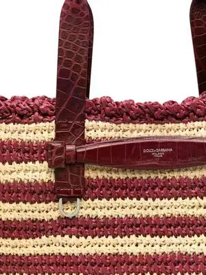 Dolce & Gabbana Striped Raffia Tote Bag