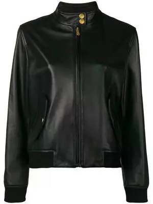 Moschino Bear Logo Leather Jacket