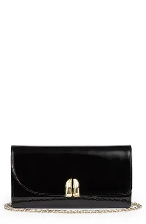 LK BENNETT LK Bennett Florence Curve Flap Leather Clutch Black