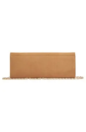 LK BENNETT Florence Curve Flap Leather Clutch - Trench