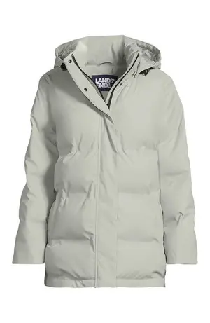 LANDS' END Squall Insulated Slicker Puffer Jacket - Soft Silver