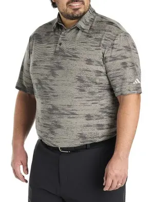 Adidas Big & Tall Ultimate Textured Stripe Polo Shirt - Black