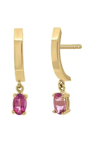 Bony Levy Pink Topaz Drop Hoop Earrings - 14k Yellow Gold