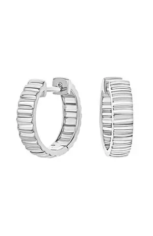 Bony Levy 14k Gold Fluted Huggie Hoop Earrings - 14k White Gold
