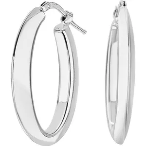 Bony Levy 14k Gold Oval Hoop Earrings - 14k White Gold