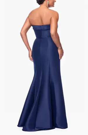 XSCAPE EVENINGS Strapless Cascade Ruffle Mermaid Gown