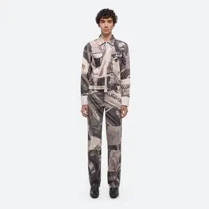 Helmut Lang Cuffed Printed Denim Trucker Jacket