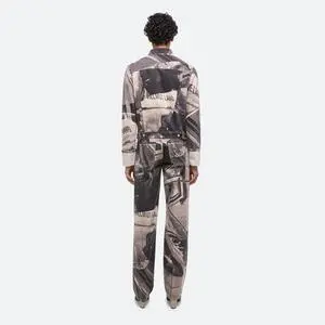 Helmut Lang Cuffed Printed Denim Trucker Jacket