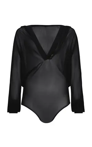 Alaïa Hooded Knit Bodysuit - Black