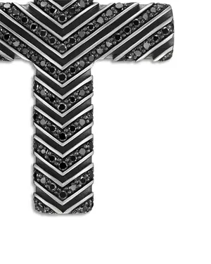 David Yurman Chevron Cross Pendant With Black Diamonds