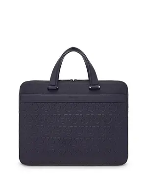 FERRAGAMO Ferragamo Embossed Leather Briefcase Midnight