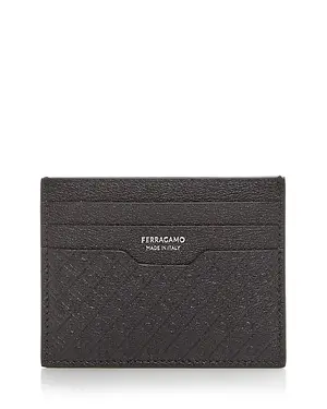 FERRAGAMO Gancini Leather Card Case Nero