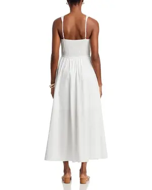 Moon River V-neck Tie-front Midi Dress - White