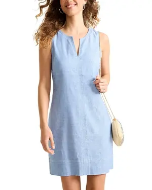 Tommy Bahama Palm A Dora Split Neck Dress - Buccaneer Blue