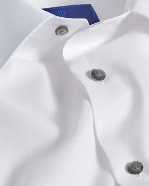 David Donahue Trim Fit Super Fine Twill Dress Shirt - White/grey