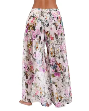L'AGENCE Sharon Butterfly Wide Leg Swim Cover-up Pants