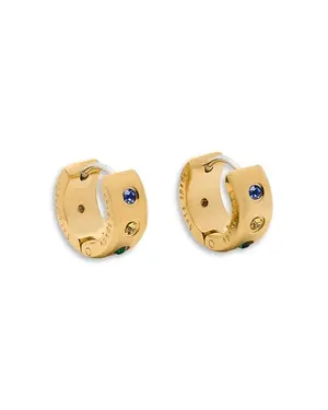Kate Spade New York Stone Studded Huggie Hoop Earrings - Multi/gold