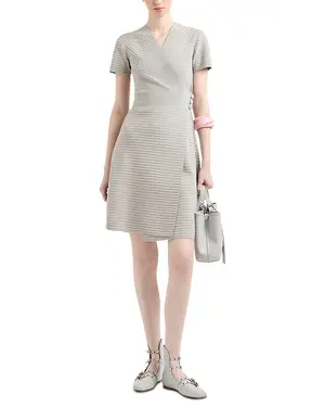 Emporio Armani Striped Wrap Dress - Grey/beige