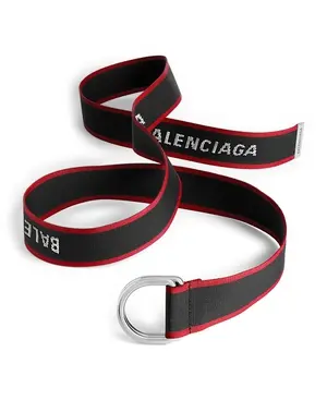 Balenciaga D-ring Belt - Black/red
