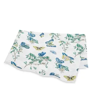 MATOUK Baudin Butterfly Percale Flat Sheet, Full/queen - Prussian Blue