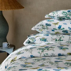 MATOUK Baudin Butterfly Percale Flat Sheet, Full/queen - Prussian Blue