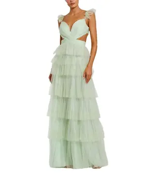 Ruffle Tiered Maxi Evening Dresses