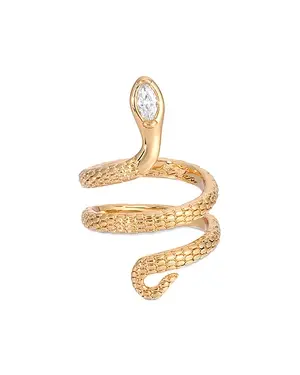 Ettika Marquise Cubic Zirconia Coiled Snake Ring - Gold