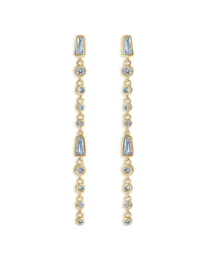 Ettika Crystal Linear Dangle Earrings - Blue/gold