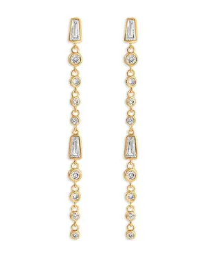 Ettika Crystal Linear Dangle Earrings - Gold