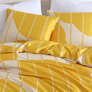 Marimekko Vesi Unikko Cotton Sateen Floral Duvet Cover Set - Calendula Yellow