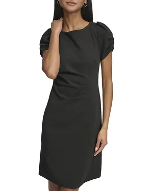 Karl Lagerfeld Paris Ruched Sleeve Sheath Dress - Black