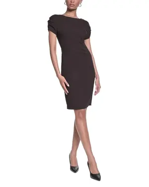 Karl Lagerfeld Paris Ruched Sleeve Sheath Dress - Espresso