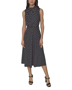 Karl Lagerfeld Paris Mock Neck Midi Dress - Black/soft White