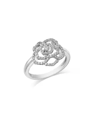 Bloomingdale'S Diamond Flower Ring In 14k Gold - White